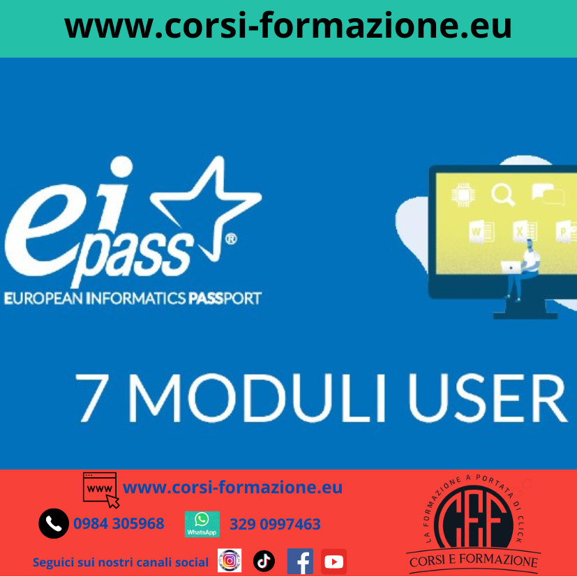 Certificazione Informatica EIPASS 7 Moduli User :: Benedetto-Formazione